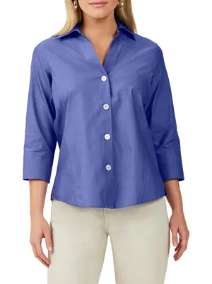 Foxcroft Foxcroft Paityn Non-Iron Cotton Shirt Dark Chambray