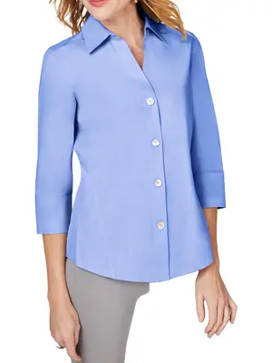Foxcroft Foxcroft Paityn Non-Iron Cotton Shirt Iris Bloom