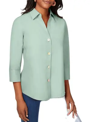 Foxcroft Foxcroft Paityn Non-Iron Cotton Shirt Jade Gem