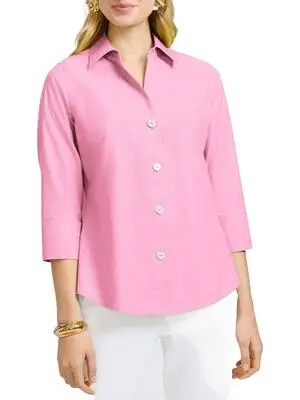 Foxcroft Paityn Non-iron Cotton Shirt - Pink Sea Glass