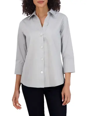 Foxcroft Foxcroft Paityn Non-Iron Cotton Shirt Silver