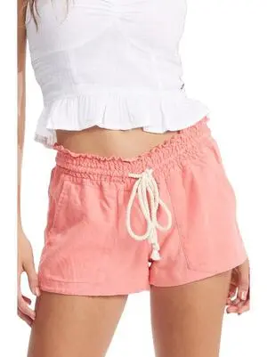 Roxy Oceanside Linen Blend Shorts - Strawberry Pink