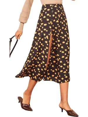 REFORMATION Zoe Side Slit Midi Skirt Amy