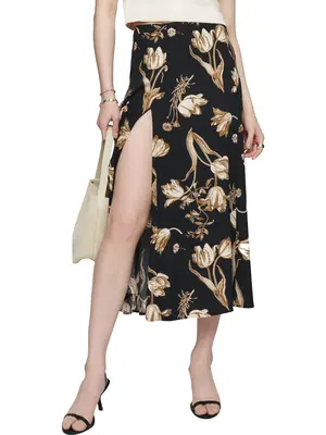 REFORMATION Zoe Side Slit Midi Skirt Arcana