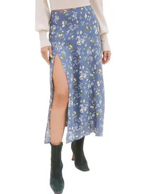 REFORMATION Zoe Side Slit Midi Skirt Avery