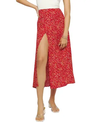 REFORMATION Zoe Side Slit Midi Skirt Baila
