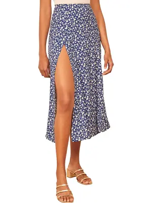 REFORMATION Zoe Side Slit Midi Skirt Bebe