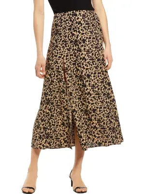 REFORMATION Zoe Side Slit Midi Skirt Blitz