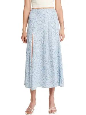REFORMATION Zoe Side Slit Midi Skirt Brooke