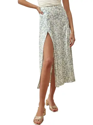 REFORMATION Zoe Side Slit Midi Skirt Sofie
