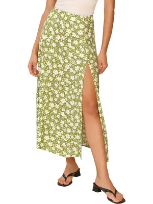REFORMATION Zoe Side Slit Midi Skirt Tempo