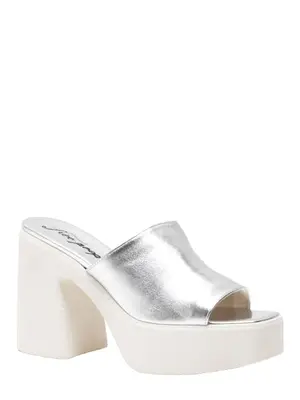 Free People Zoe Platform Slide Sandal Silver Metallic