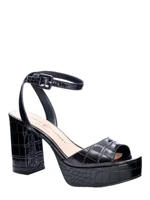 Chinese Laundry Platform D'Orsay Sandal Black Crocodile