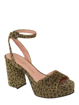 Chinese Laundry Platform D'Orsay Sandal Gold Fabric
