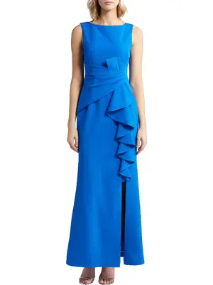 Eliza J Eliza J Ruffle Front Gown Blue