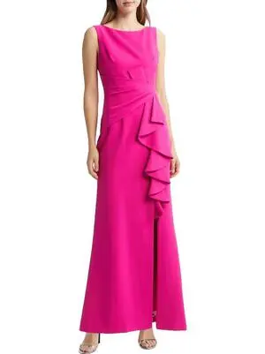 Eliza J Eliza J Ruffle Front Gown Fuchsia