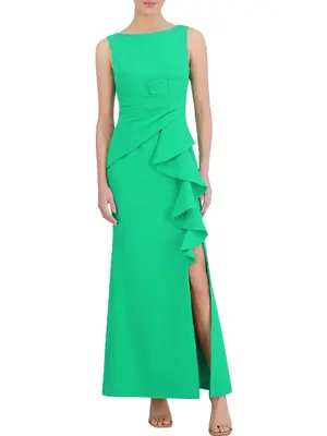 Eliza J Eliza J Ruffle Front Gown Green