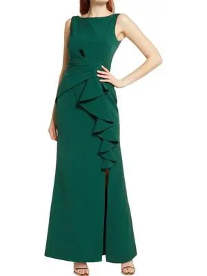 Eliza J Eliza J Ruffle Front Gown Hunter