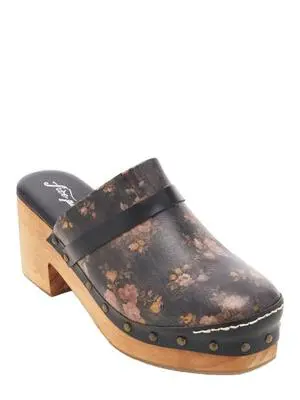 Free People Calabasas Clogs - Black Floral Leather