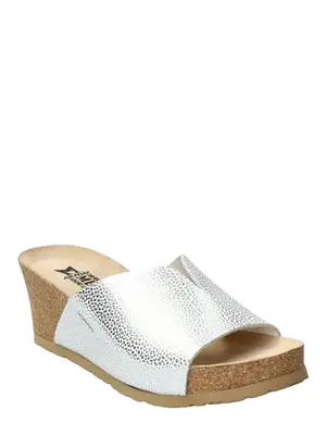 Mephisto Lisane Wedge Slide Sandal Silver Condor