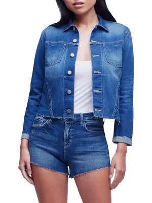 L'Agence L'AGENCE Janelle Raw Cut Slim Denim Jacket Dawson