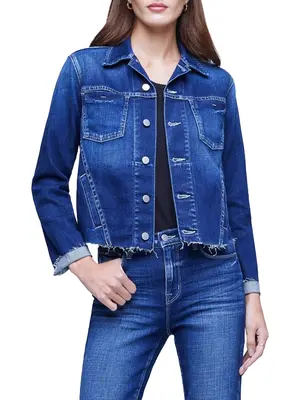 L'Agence L'AGENCE Janelle Raw Cut Slim Denim Jacket Frisco