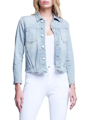 L'Agence L'AGENCE Janelle Raw Cut Slim Denim Jacket Indio