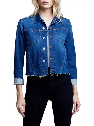 L'Agence L'AGENCE Janelle Raw Cut Slim Denim Jacket York