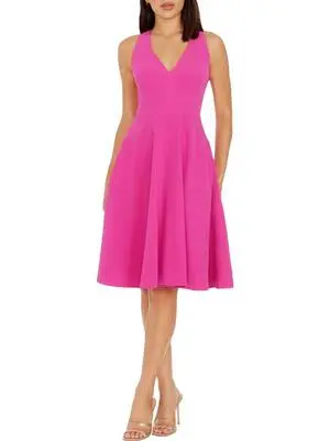 Dress The Population Catalina Fit & Flare Cocktail Dress - Bright Fuchsia