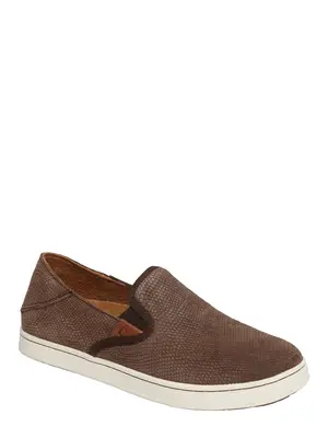 Olukai Pehuea Slip-On Sneaker Dark Java Honu/ Java Leather