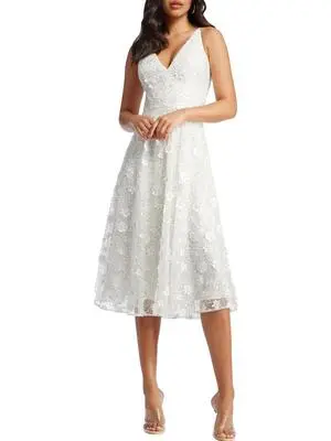 Dress The Population Elisa Fit & Flare Dress - Ivory