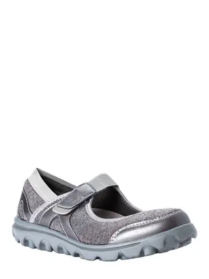 PROPET Propét Onalee Mary Jane Flat Grey/ Silver Fabric