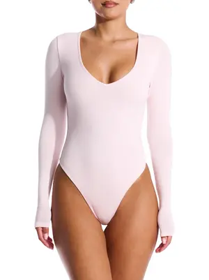 Naked Wardrobe Nw Deep V Bodysuit Pale Pink