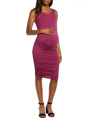ANGEL MATERNITY Body-con Dress - Maroon Red