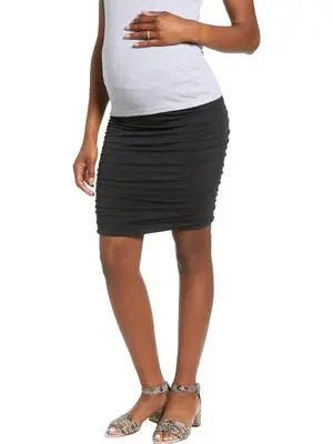ANGEL MATERNITY Ruched Maternity Skirt - Black