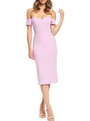 Dress The Population Bailey Off-the-shoulder Body-con Dress - Lavender