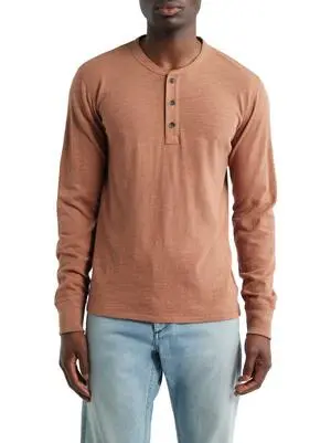 Rag & Bone Classic Slim Fit Henley - Rust