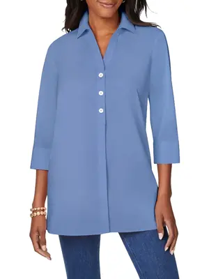 Foxcroft Foxcroft Pamela Stretch Tunic Blue Denim