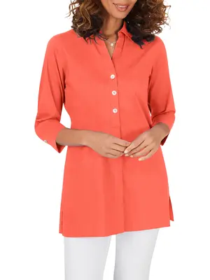 Foxcroft Foxcroft Pamela Stretch Tunic Hibiscus