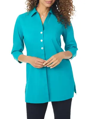 Foxcroft Foxcroft Pamela Stretch Tunic Teal Quartz