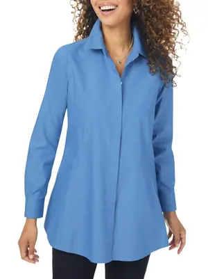 Foxcroft Foxcroft Cici Non-Iron Tunic Blouse Blue Bliss
