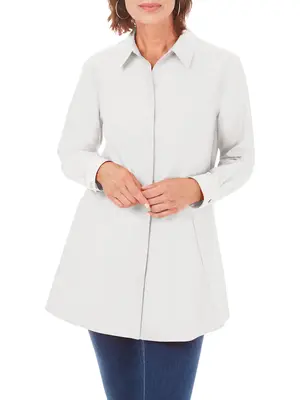 Foxcroft Foxcroft Cici Non-Iron Tunic Blouse Cloud Grey