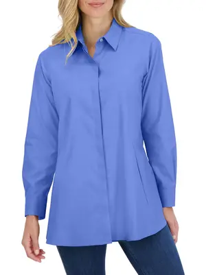 Foxcroft Foxcroft Cici Non-Iron Tunic Blouse Cornflower