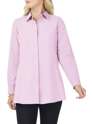 Foxcroft Foxcroft Cici Non-Iron Tunic Blouse Lilac Bloom