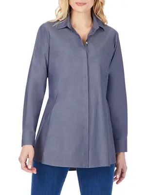 Foxcroft Foxcroft Cici Non-Iron Tunic Blouse Midnight Sky