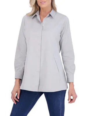Foxcroft Foxcroft Cici Non-Iron Tunic Blouse Silver