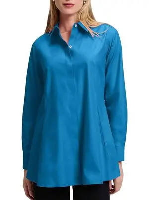 Foxcroft Cici Non-iron Tunic Blouse - Teal