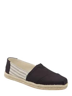 Toms TOMS Alpargata Slip-On Black Cotton/ Grey Stripe