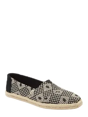 Toms TOMS Alpargata Slip-On Black/ White Woven Fabric