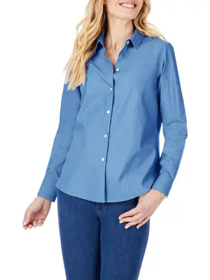 Foxcroft FOXCROFT Dianna Non-Iron Cotton Shirt Blue Bliss